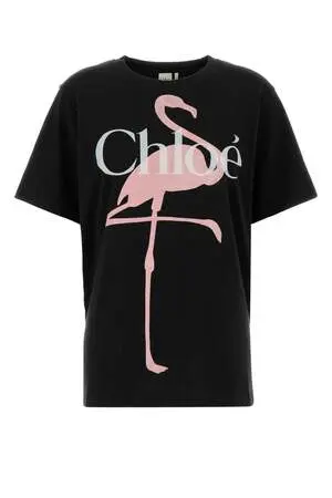 Chloé Chloe Slate Oversize Cotton T-Shirt Black