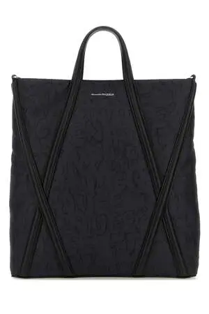 Alexander McQueen Harness Shopping Handbag With Adjustable Shoulder Strap And Compact Profile - Black