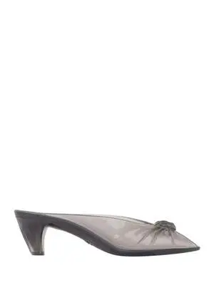 Chloé Gathered Bow Clog With Curved Spool Heel
