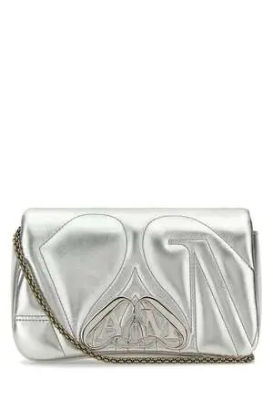 Alexander McQueen Leather Mini Seal Clutch - Silver