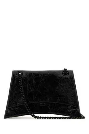 Balenciaga 31 Cm Medium Crush Shoulder Handbag With Adjustable Crossbody Strap - Black