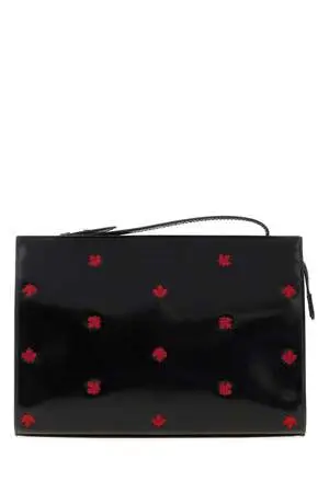 Dsquared2 Maple Leaf Leather Clutch - Black