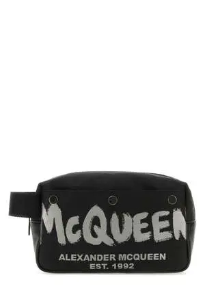 Alexander McQueen Mini Graffiti Fabric Beauty Case - Black