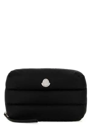 Moncler Beauty Case 26 Cm X 20 Cm X 10 Cm In Fabric With Silver-tone Hardware - Black