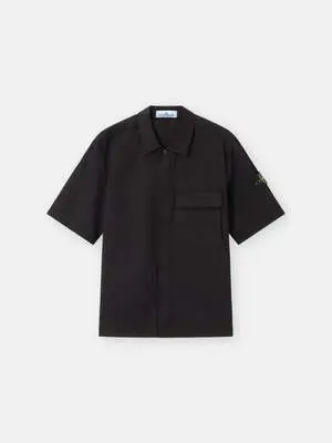 Stone Island Short-sleeve Utility Button-up Shirt - Black