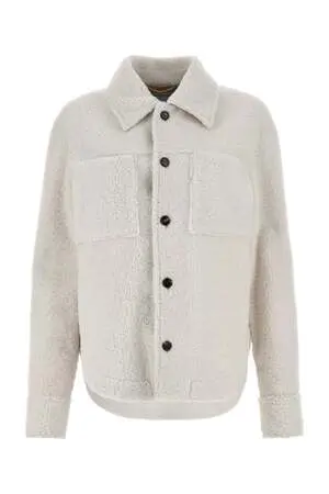Bottega Veneta Oversize Chalk Shearling Shirt - White