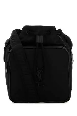 Saint Laurent 20 Cm Nylon Bucket Handbag With Adjustable Shoulder Strap - Black