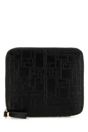 Comme Des Garçons Leather Wallet, 12 Cm X 11 Cm X 2 Cm With Golden-tone Hardware - Black