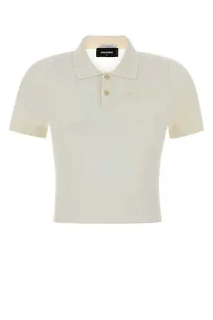 Dsquared2 Knit Polo Shirt In Viscose-wool Blend - White
