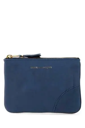 Comme Des Garçons Leather Pouch Handbag With Dimensions 14 Cm X 10 Cm - Blue