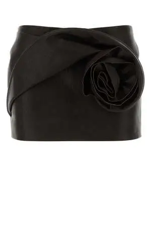 Magda Butrym Ovine Leather Mini Skirt With Rose Detail