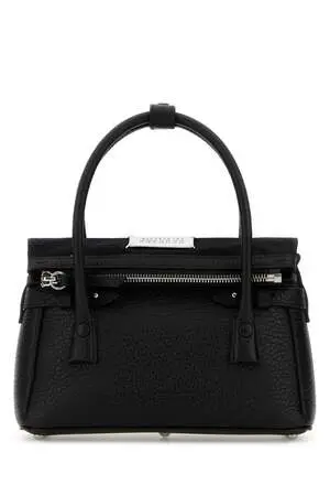 MAISON MARGIELA Leather Handbag With Silver-tone Hardware - Black