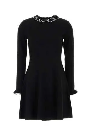 Valentino Garavani Viscose Blend Mini Dress With Ruffled Neckline And Cuffs