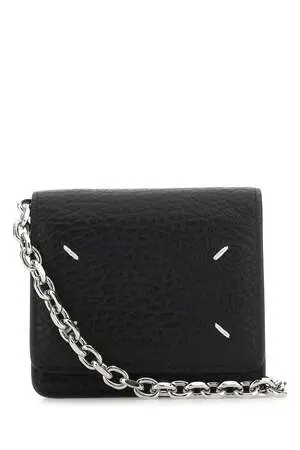 MAISON MARGIELA Mini Leather Card Holder With Silver-tone Hardware - Black