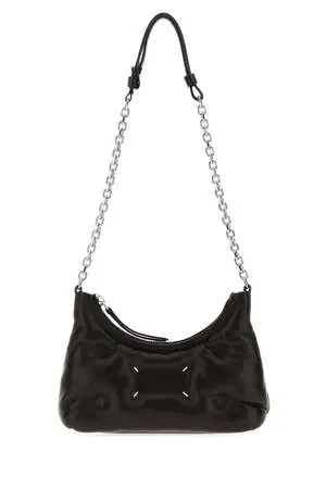 MAISON MARGIELA Leather Shoulder Handbag With Silver-tone Hardware, 20 Cm X 10 Cm X 6 Cm - Black