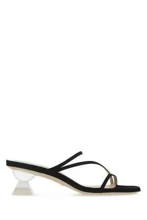 STUART WEITZMAN Sculptural Lucite Detail Suede Flat Sandals