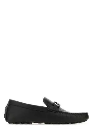 Fendi Diver O Lock Leather Loafers For - Black
