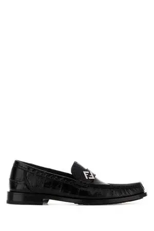 Fendi Leather Slip-on Loafers With Buckle Detail - Black