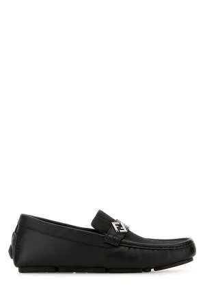 Fendi S Driver Loafer In Textured Leather With Cushioned Interior - Tabacneroneronero