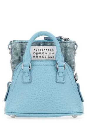 MAISON MARGIELA 5ac Classique Mini Baby Handbag Leather And Fabric - Light Blue