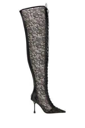 JIMMY CHOO Scarlett Lace And Nappa Leather Over-the-knee Boots