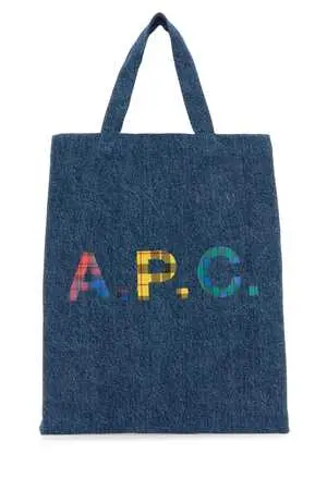 A.p.c. Denim Mini Lou Shopping Handbag 32 Cm - Blue