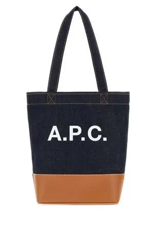 A.p.c. Axelle Two-tone Denim And Leather Shopping Handbag, 22 Cm X 30 Cm X 12 Cm - Multicoloured