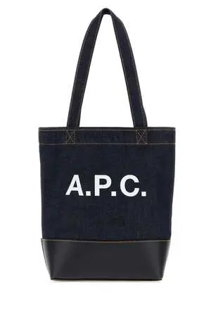 A.p.c. Axelle Shopping Handbag With Glitter Fabric Exterior, Leather Interior 22 Cm X 30 Cm X 12 Cm, Handle Height 22 Cm - Blue