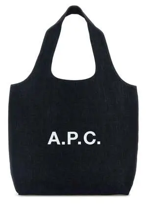 A.p.c. Denim Ninon Shopping Handbag 52 X 38 X 16 Cm With 23 Cm Handle - Blue