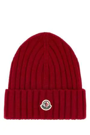 Moncler Virgin Wool Beanie Hat - Red