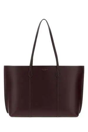 Tory Burch Leather Perry Shopping Handbag With Golden Hardware, 37.5 Cm X 28 Cm X 13.5 Cm - Purple
