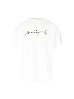 MAISON MARGIELA Graphic Print Cotton T-shirt - Off White