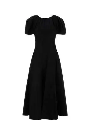 Tory Burch Viscose-linen Blend Midi Dress - Black