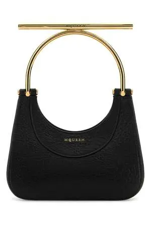 Alexander McQueen Mini Leather Handbag With Golden Hardware - Black