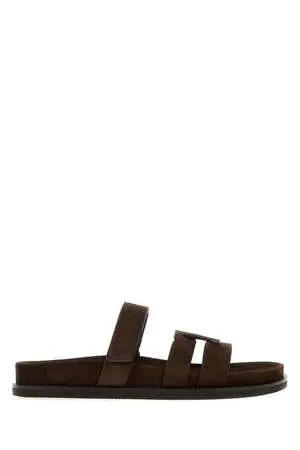 Tory Burch Ines Suede Slippers - Brown