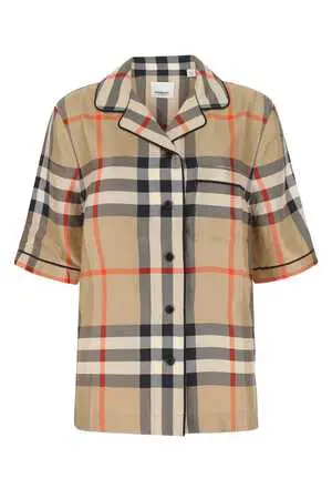 Burberry Classic Check Silk Short Sleeve Shirt