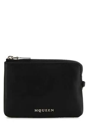 Alexander McQueen Mini Leather Sling Card Holder 10 Cm X 7 Cm - Black