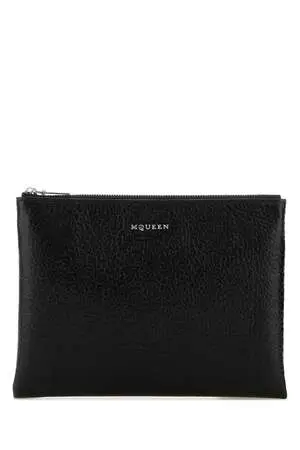 Alexander McQueen Leather Pouch Handbag 22 Cm X 16 Cm X 4 Cm - Black