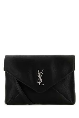 Saint Laurent Cassandra Mini Leather Crossbody Clutch Bag, 23 Cm - Black