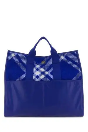 Burberry Knight Shopping Handbag With Embroidered Fabric And Silver-tone Hardware - Checked