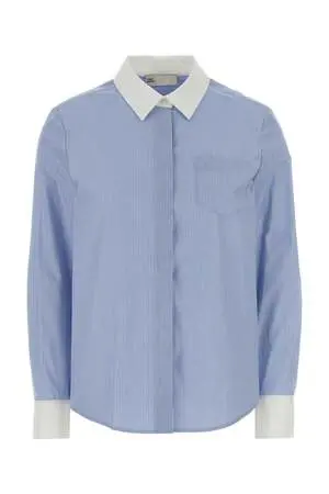 Tory Burch Striped Cotton Poplin Shirt With Contrasting Collar And Cuffs