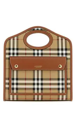 Burberry Printed Canvas And Leather Mini Pocket Handbag - Checked