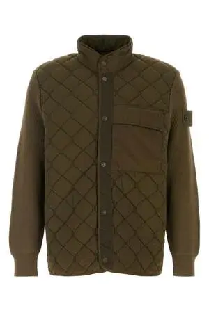 Stone Island Quilted Nylon Jacket With Band Collar