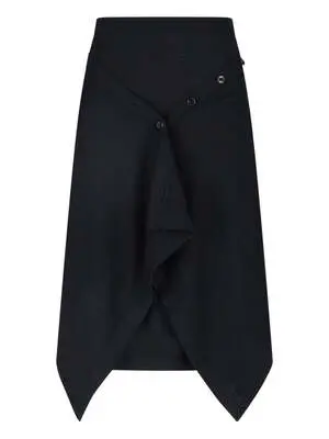 LEMAIRE Asymmetric Wrap Midi Skirt - Black
