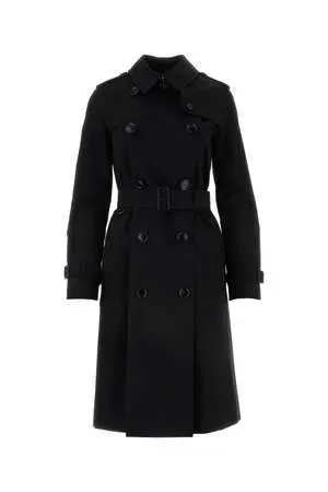 Burberry Heritage Kensington Trench Coat In Gabardine - Black