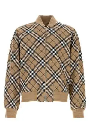 Burberry Embroidered Bomber Jacket In Polyester-wool Blend - Checked