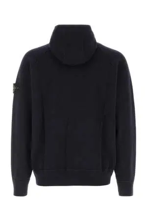 Stone Island Stone-textured Virgin Wool Knit Sweatshirt For - Blue