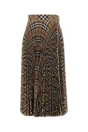 Burberry Pleated Checkered Midi Skirt