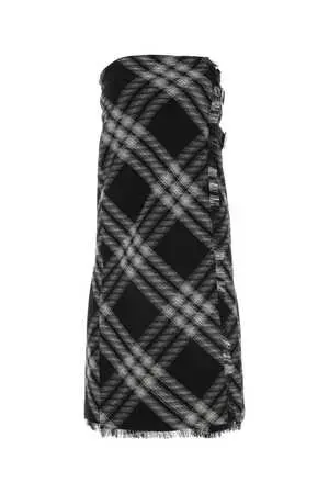 Burberry Embroidered Wool Dress - Checked