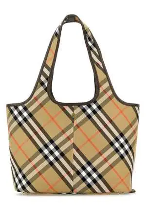 Burberry Burberry Embroidered Canvas Small Check Shopping Handbag Checked